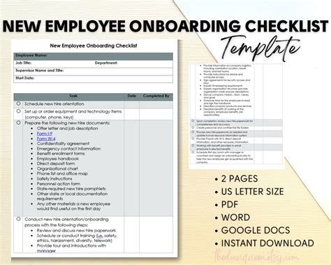 New Employee Onboarding Checklist Template Etsy