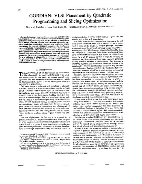Pdf Gordian Vlsi Placement By Quadratic Programming And Slicing