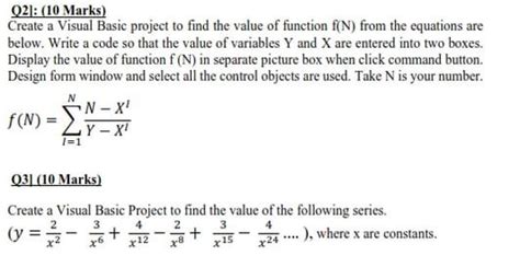 Q Marks Create A Visual Basic Project To Find Chegg