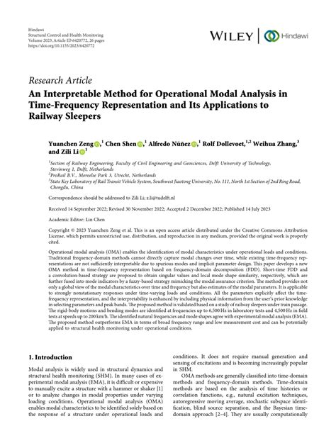 Pdf An Interpretable Method For Operational Modal Analysis In Time Frequency Representation