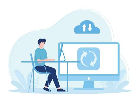 cloud data management data backup big data concept flat illustration