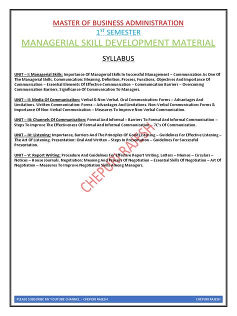 Managerial Skill Development Material Pdf Communication Nonverbal Communication