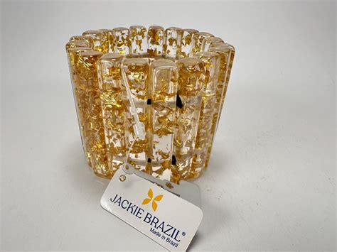 Jackie Brazil Clarissa Gold Flakes Thin Rectangles Elasticated