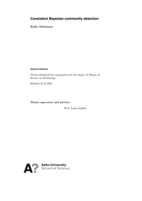 Pdf Consistent Bayesian Community Detection