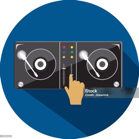 음악 악기 Dj 턴테이블 플랫 디자인 테마 아이콘 그림자 설정 0명에 대한 스톡 벡터 아트 및 기타 이미지 0명 Dj 긴 그림자 디자인 Istock