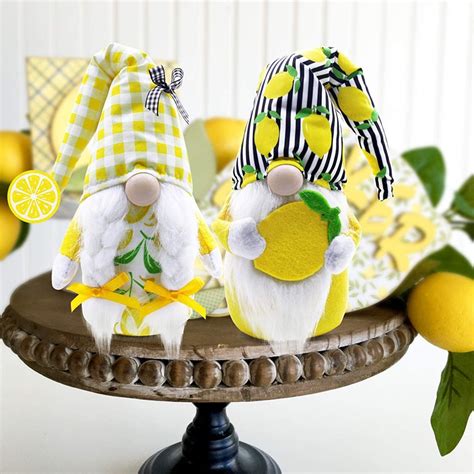 레몬 봉제 인형 엘프 고블린 얼굴없는 드워프 인형 클래식 격자 무늬 줄무늬 부드럽고 편안한 Gq피규어 And 미니어처 Aliexpress