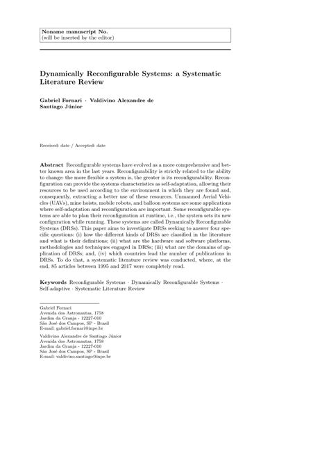 Pdf Dynamically Reconfigurable Systems A Systematic Literature Review