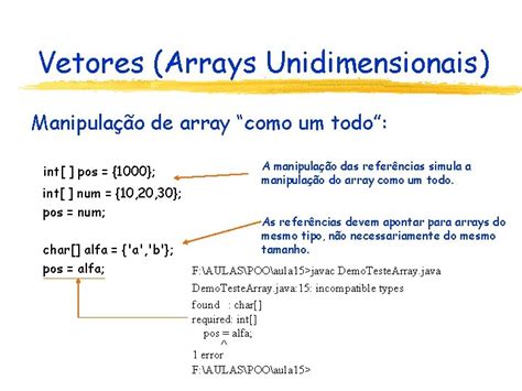 Programao Orientada A Objetos Vetores Em Java Prof