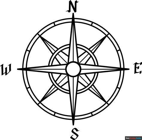 Compass Rose Coloring Page Easy Drawing Guides