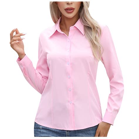 Wrinkle Free Womens Button Down Shirts For Women Long Sleeve Stretch