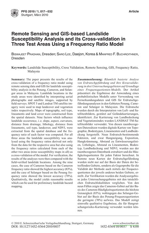 PDF Remote Sensing And GIS Based Landslide Susceptibility Analysis And Its Cross Validation In