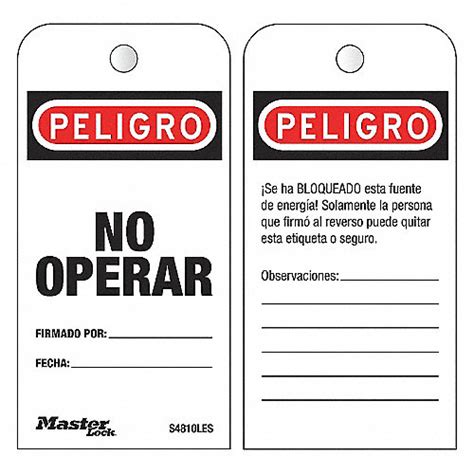 Master Lock Etiqueta Seguridad 3 Peligro No Operar 48xm58 S4810les
