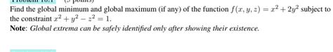 Solved Find The Global Minimum And Global Maximum If Any