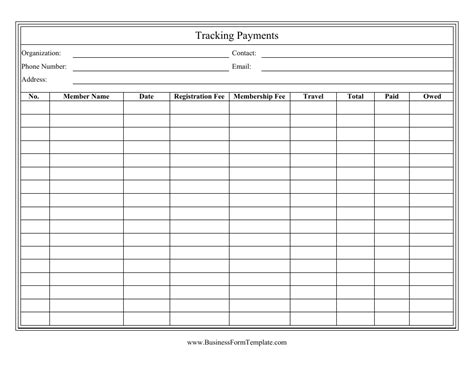 Keeping Track Of Payments Template