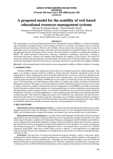 Pdf A Proposed Model For The Usability Of Web Based Educational Resources Management Systems
