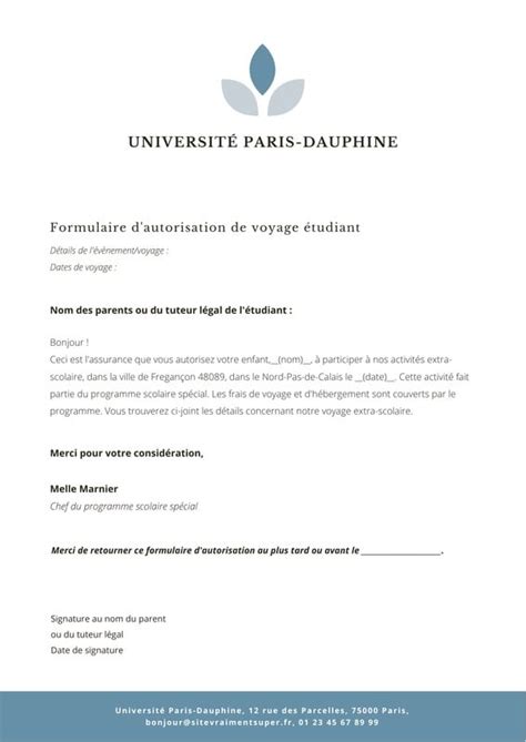 Lettres Dautorisation Les Plus Beaux Modèles Du Web Canva
