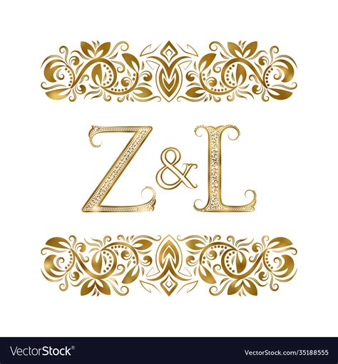 Z And L Initials Vintage Logo Letters Royalty Free Vector