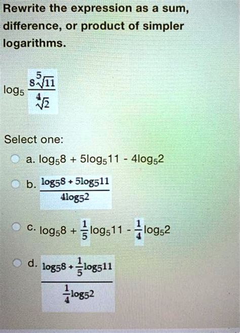 solved rewrite the expression as a sum difference or product of