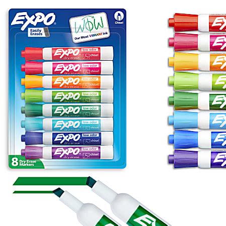 EXPO Dry Erase Markers Low Odor Ink Assorted Colors Chisel Tip 8 Count ODP Business Solutions