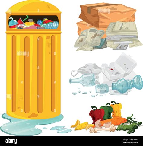 Dirty Trash And Garbage Bin Illustration Stock Vector Image Art Alamy
