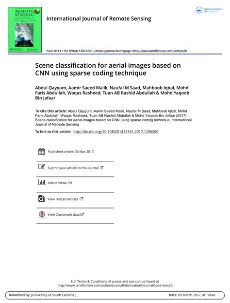 pdf scene classification for aerial images based on cnn using sparse