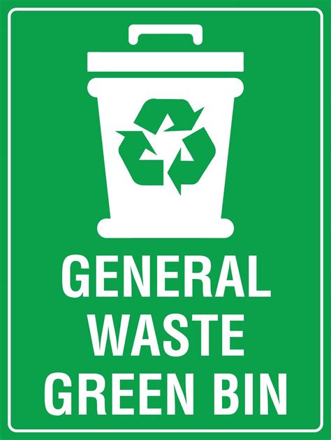 General Waste Green Bin Sign New Signs