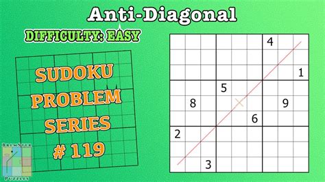 Sudoku Problem Series 119 Anti Diagonal Youtube