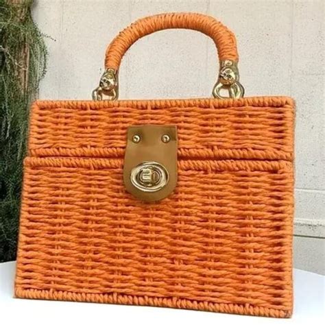 Bags Woven Wicker Box Bag Poshmark