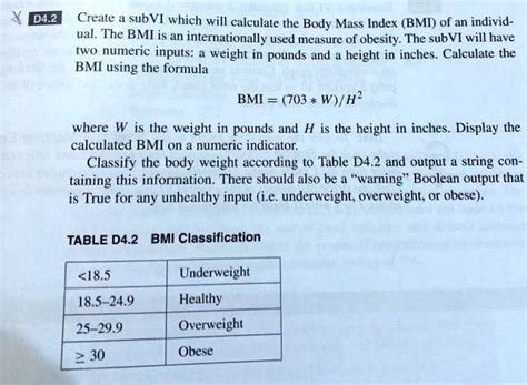 D Create A SubVI Which Will Calculate The Body Mass Index BMI Of An Individ Ual The BMI
