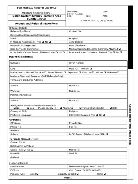 Access And Referral Intake Doc Template Pdffiller