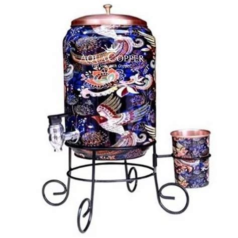 5 Litre Enamel Meena Copper Water Tank Glass Combo Set Size 20x65x134 Inch At Rs 1500set In