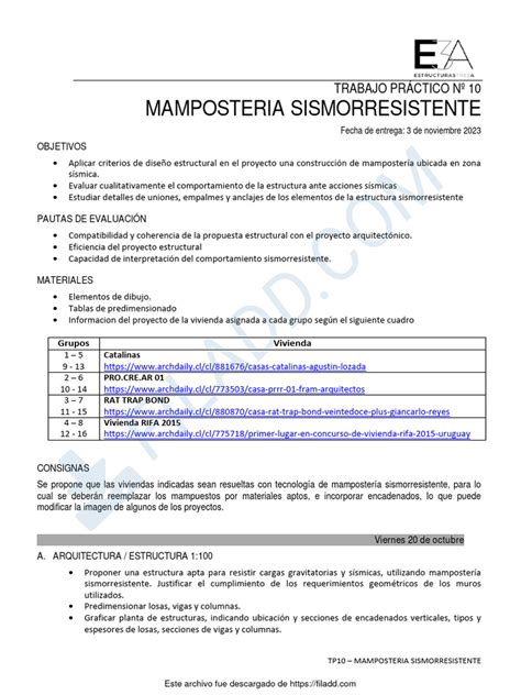 E3a Tp 10 Mamposteria 2023 Pdf Albañilería Ingeniería De Edificación
