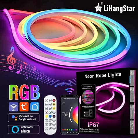 Rgb 네온 스트립 와이파이 스마트 Led 네온 로프 조명 Diy 모양 앱 제어 Tv 백라이트 게임 룸 침실 장식