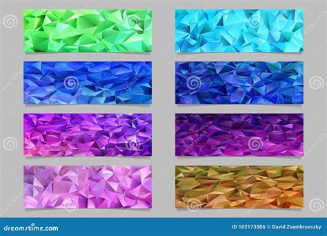 Abstract Irregular Triangle Mosaic Banner Template Background Set Mosaic Graphic Elements From