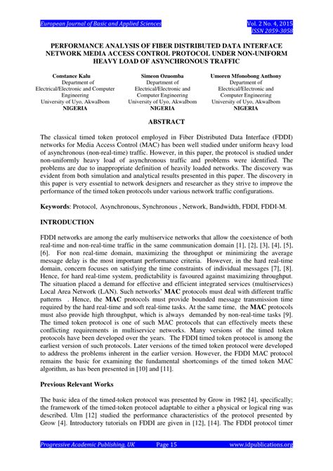 pdf performance analysis of fiber distributed data interface network