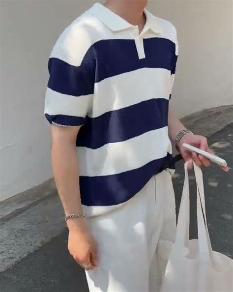 남자코디 부클 단가라 스트라이프 오버핏 반팔 니트 여름 남자 쇼핑몰 추천 Youtube