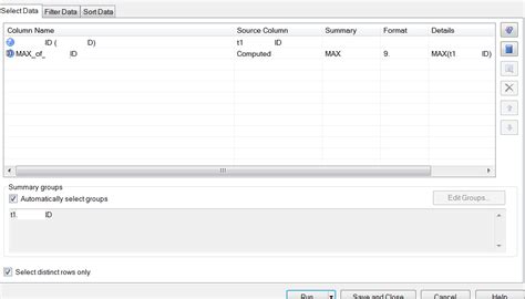 Solved Query Builder Display Distinct Rows Based On Id Sas Support Communities