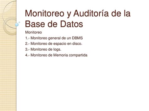 Pdf Monitoreo Y Auditoría De La Base De Datos