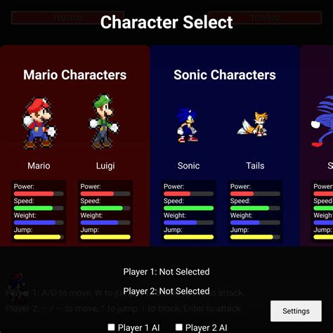Character Selection And Fighting Game