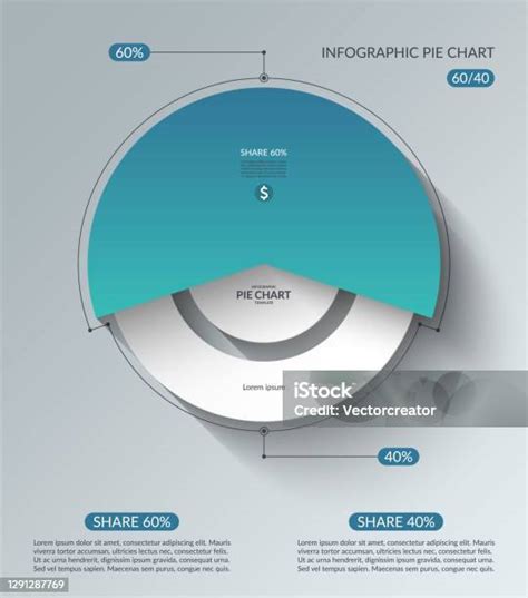 인포그래픽 원형 차트 템플릿입니다 60와 40의 점유율 벡터 일러스트레이션 60에 대한 스톡 벡터 아트 및 기타 이미지 60