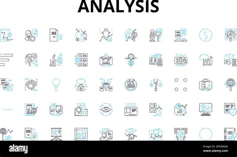 Analysis Linear Icons Set Examination Evaluation Assessment Inspection Scrutiny