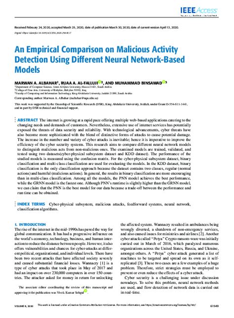 Pdf An Empirical Comparison On Malicious Activity Detection Using Different Neural Network