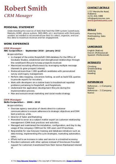 Crm Manager Resume Tips And Examples For 2023 Crm