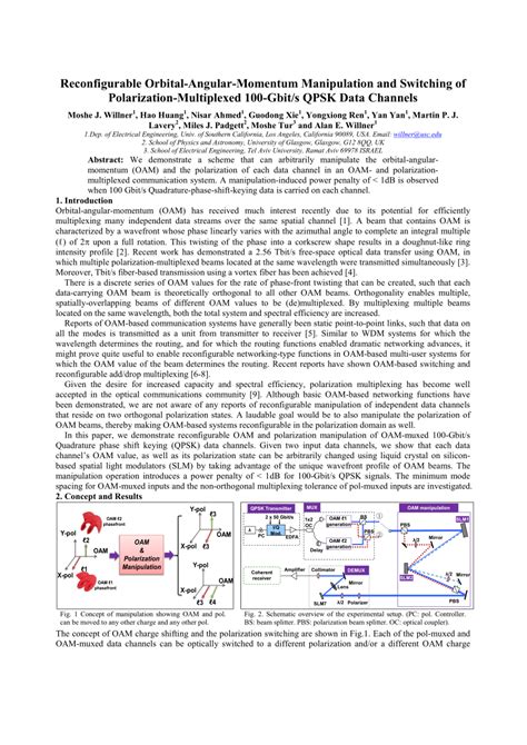 Pdf Reconfigurable Orbital Angular Momentum Manipulation And Switching Of Polarization