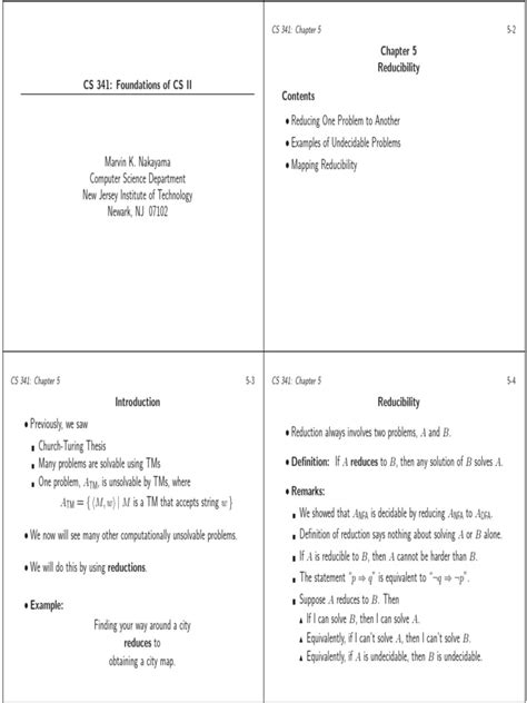 Reducibility Cs 341 Chapter 5 5 2 Pdf Formalism Deductive