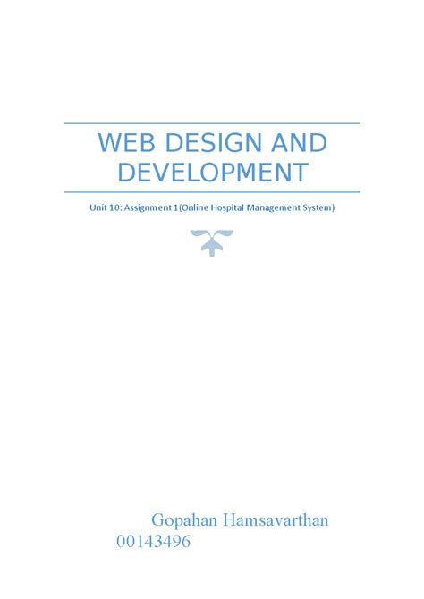 Web Design And Development Assignment 1 Web Design And Development Unit 10 Assignment 1