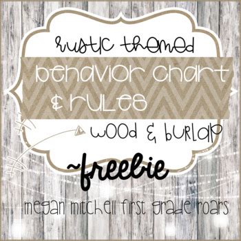 Rustic Classroom Decor Behavior Chart Rules Burlap Wood FREEBIE