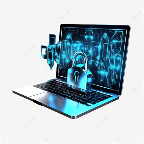 Cyber Security 3d Laptop And Cloud Data Under Protection Cybersecurity