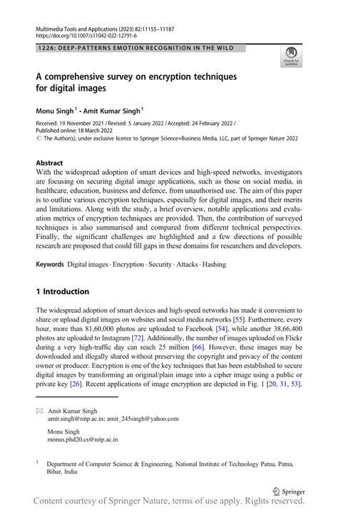 A Comprehensive Survey On Encryption Techniques For Digital Images