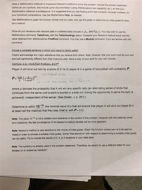 Solved Write A Mathematica Notebook To Implement Newtons